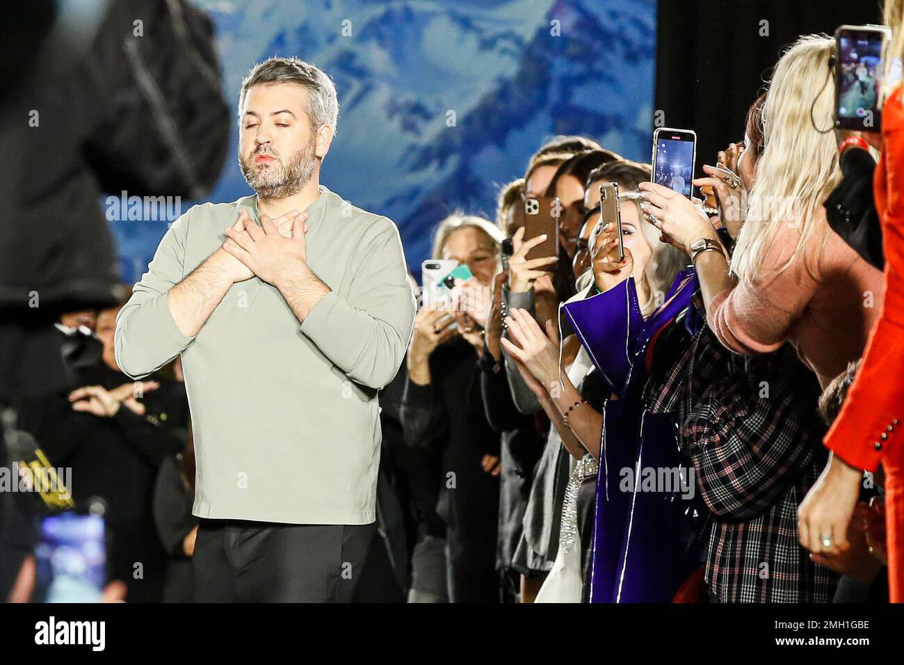 Brandon Maxwell greets the audience after his collection is modeled ...