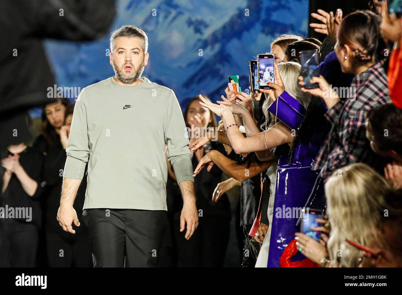 Brandon Maxwell greets the audience after his collection is modeled ...