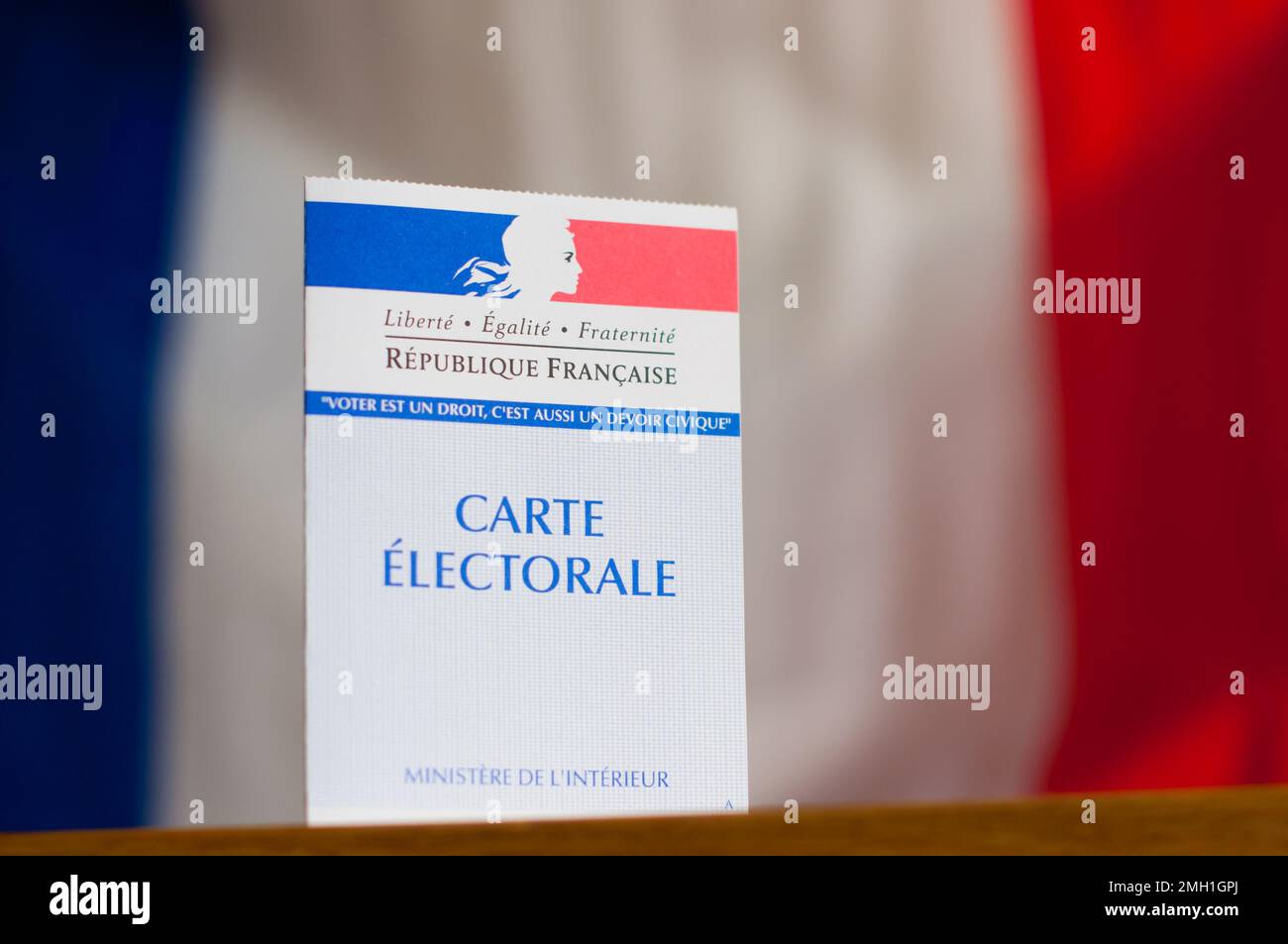French voting card with french flag in background Stock Photo - Alamy