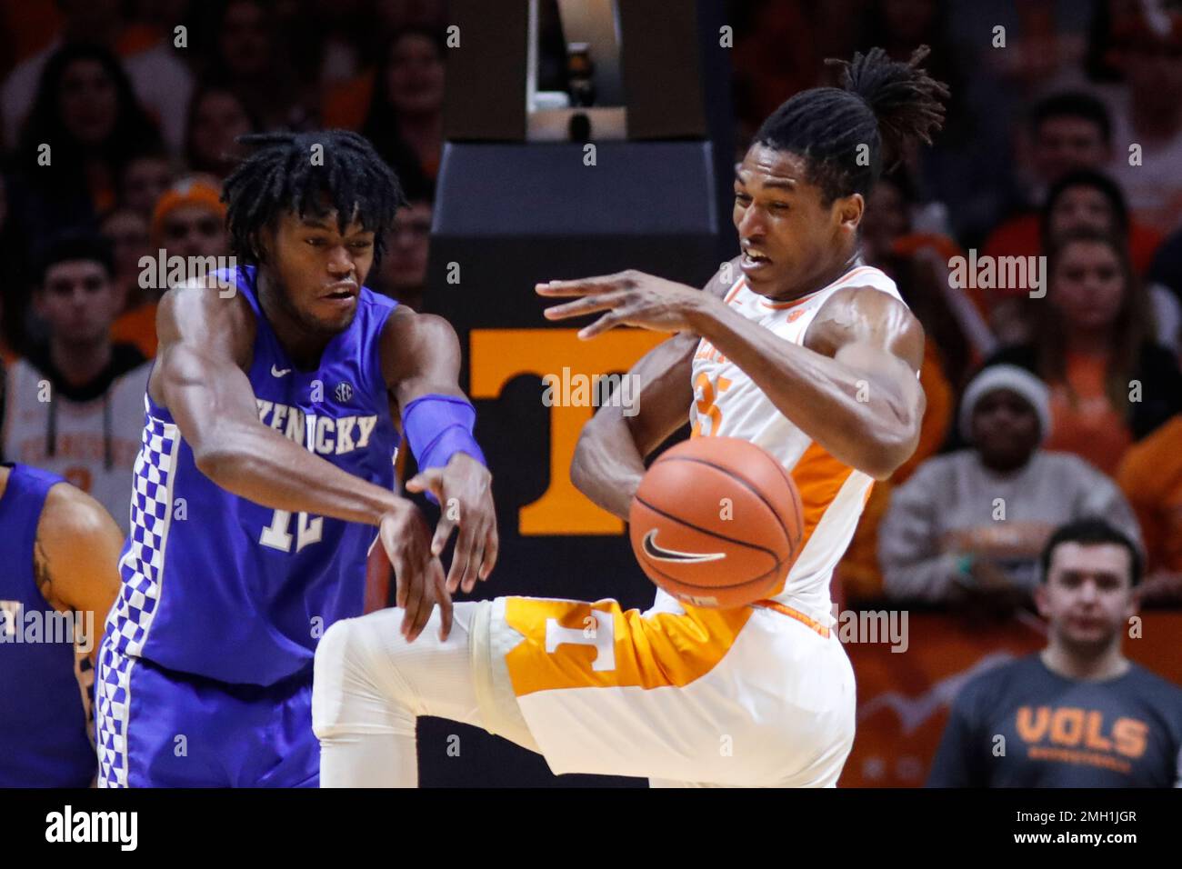 Tennessee guard Yves Pons (35) has the ball stripped by Kentucky ...