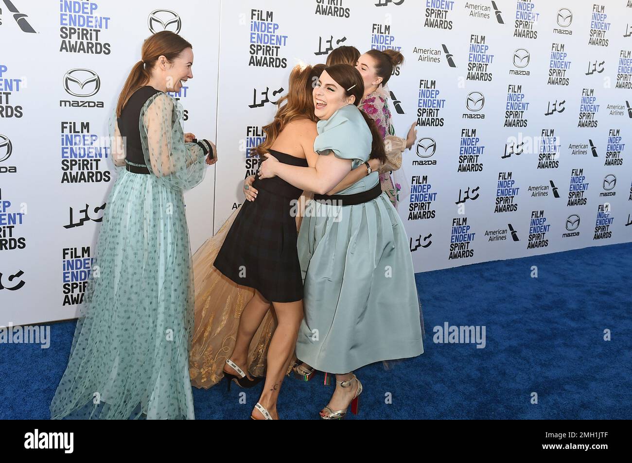 Katie Silberman, from left, Billie Lourd, Beanie Feldstein, Olivia ...