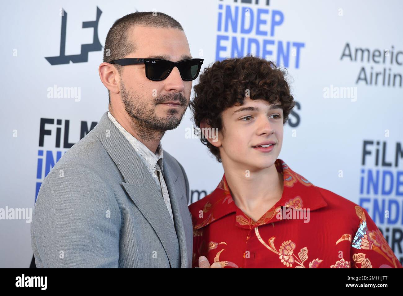 Shia LaBeouf, left, and Noah Jupe arrive at the 35th Film Independent ...