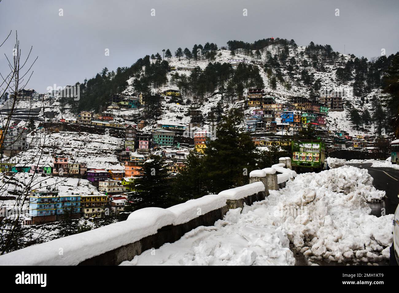Mountain ridge with trees and glacier hi-res stock photography and ...