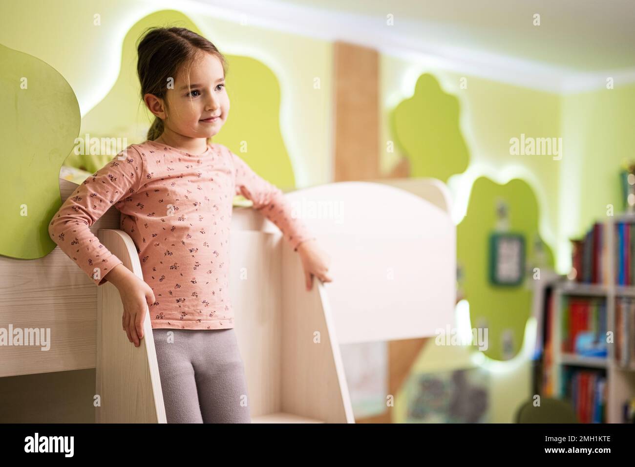 Girl child wood bunk bed hi-res stock photography and images - Alamy