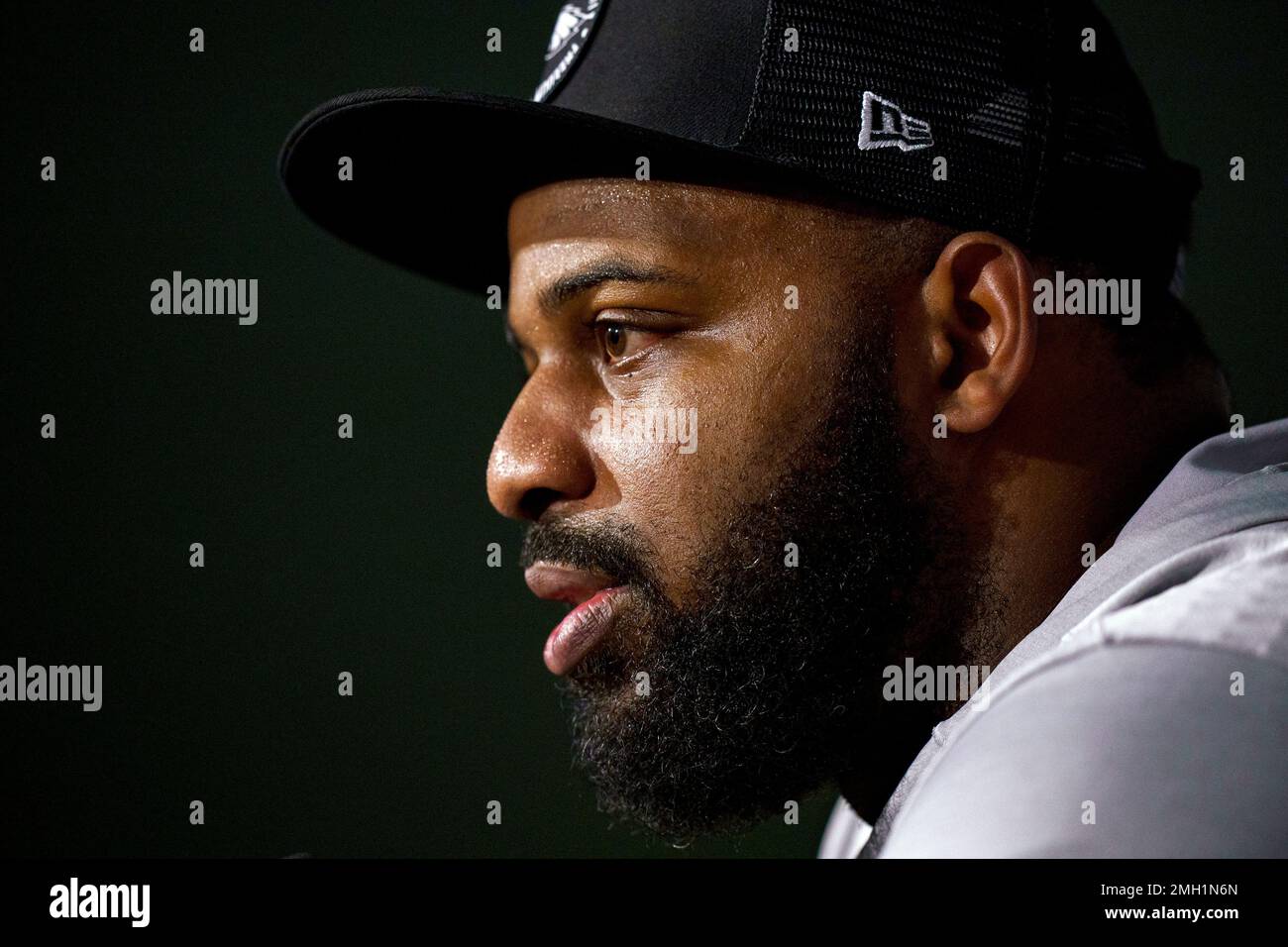 Philadelphia Eagles defensive end Fletcher Cox talks to the media ...