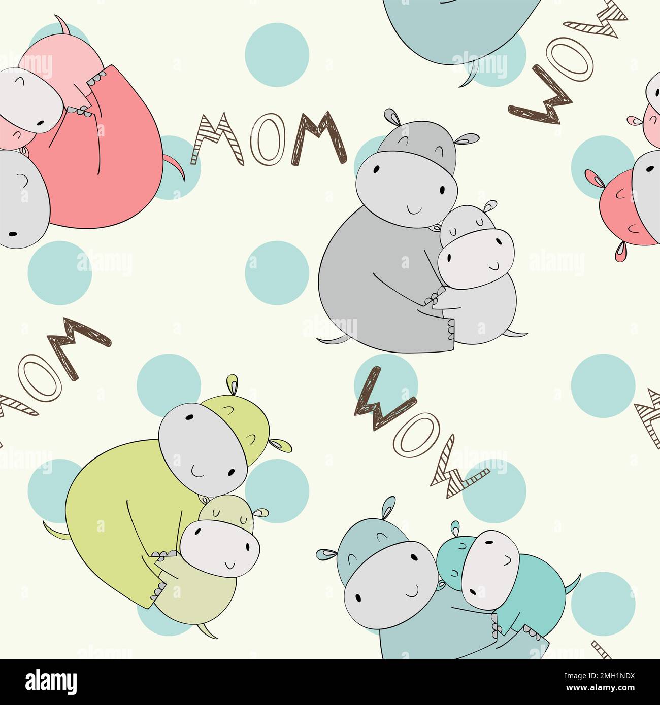 Hippopotamus mother and baby Stock Vector Images - Alamy