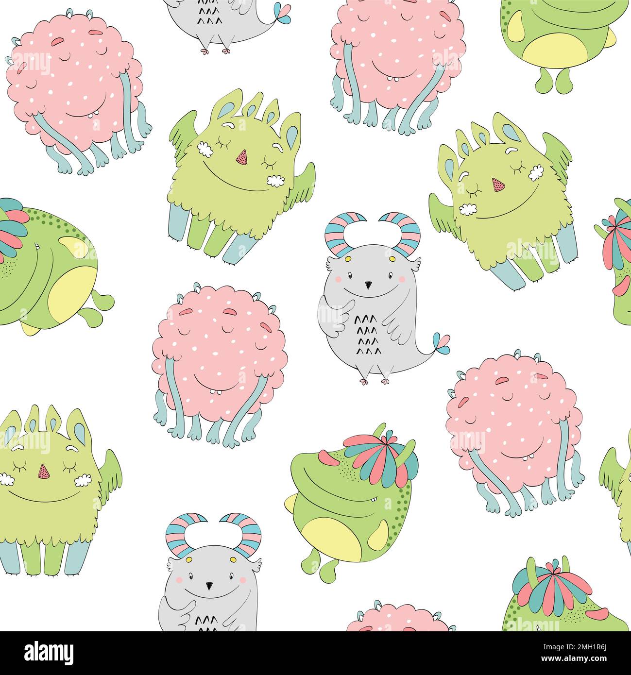 Cute Cartoon Monsters Stock Vector Image & Art - Alamy