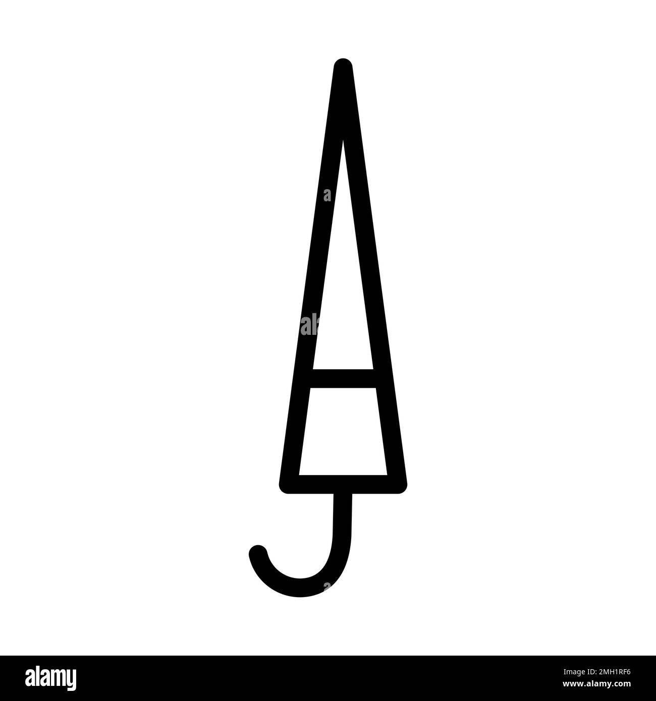 Closed umbrella icon line isolated on white background. Black flat thin ...