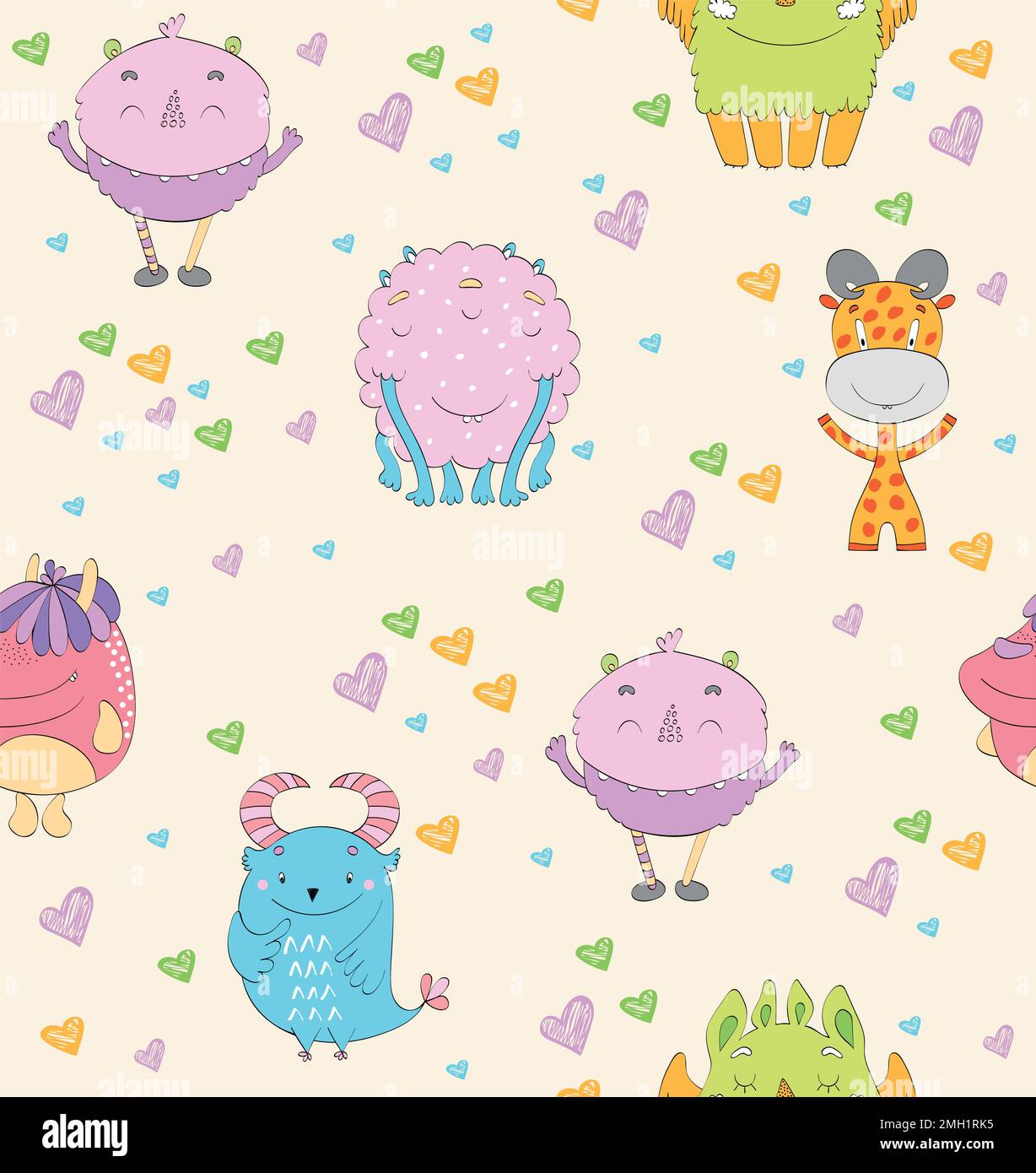 Cute Cartoon Monsters Stock Vector Image & Art - Alamy