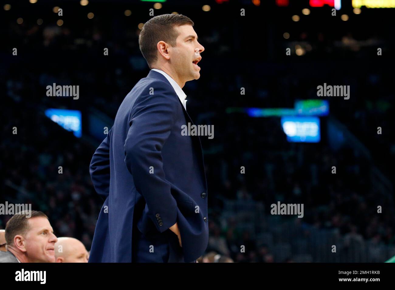 Boston Celtics head coach Brad Stevens coaches his team from the ...