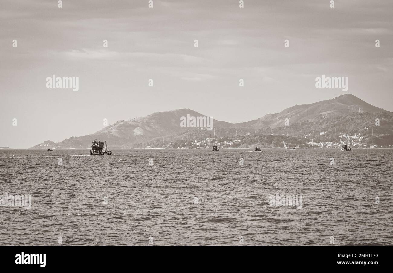 Old thai fisher boats and the tropical paradise sea landscape panorama ...