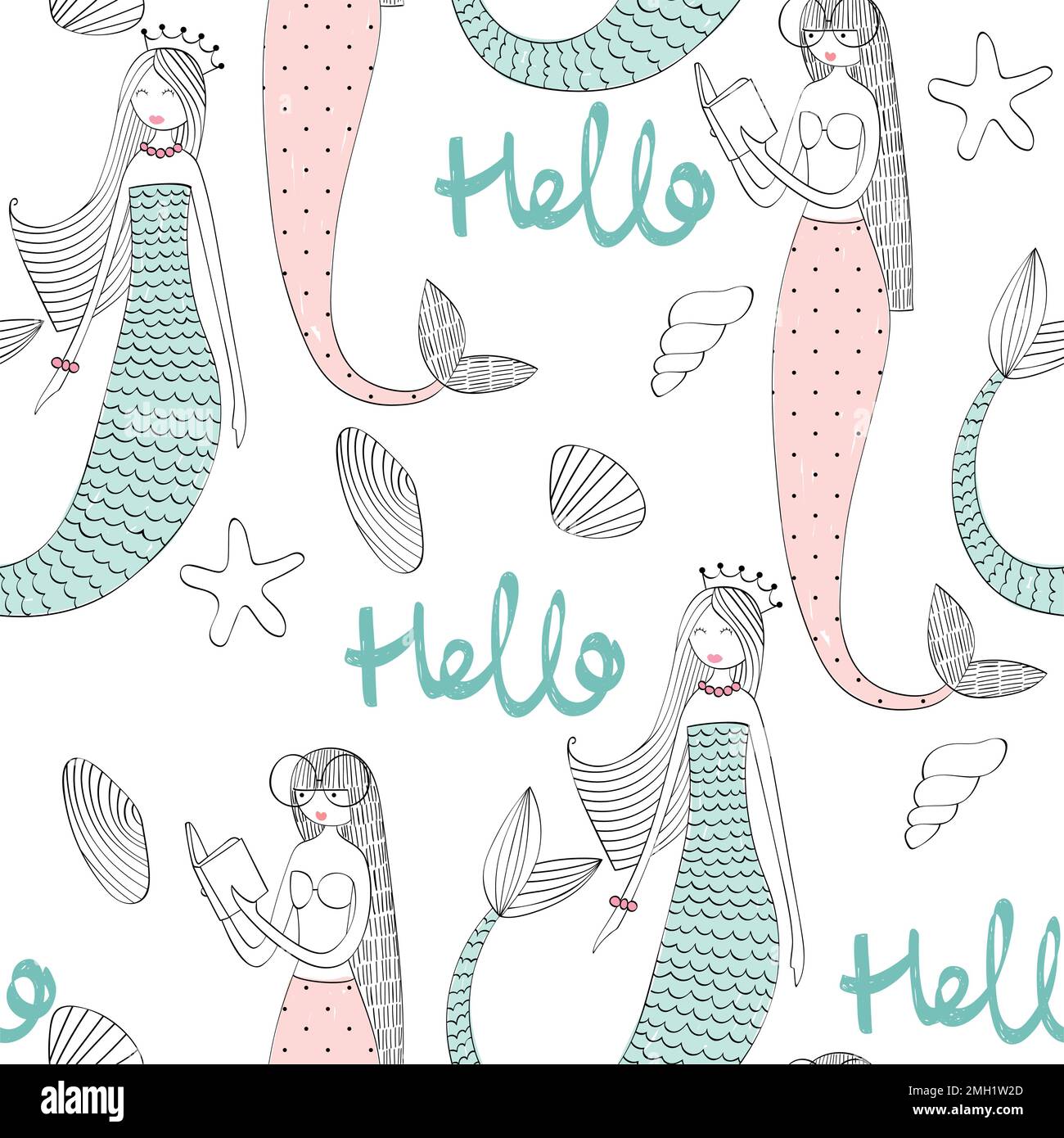 Vector cute mermaid Stock Vector Image & Art - Alamy