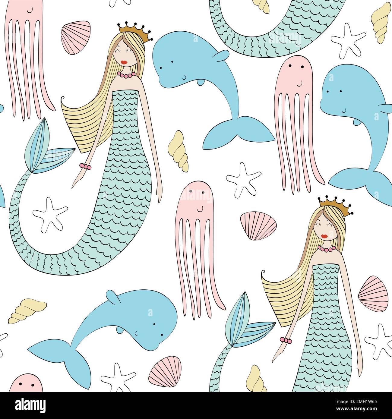 Vector cute mermaid Stock Vector Image & Art - Alamy