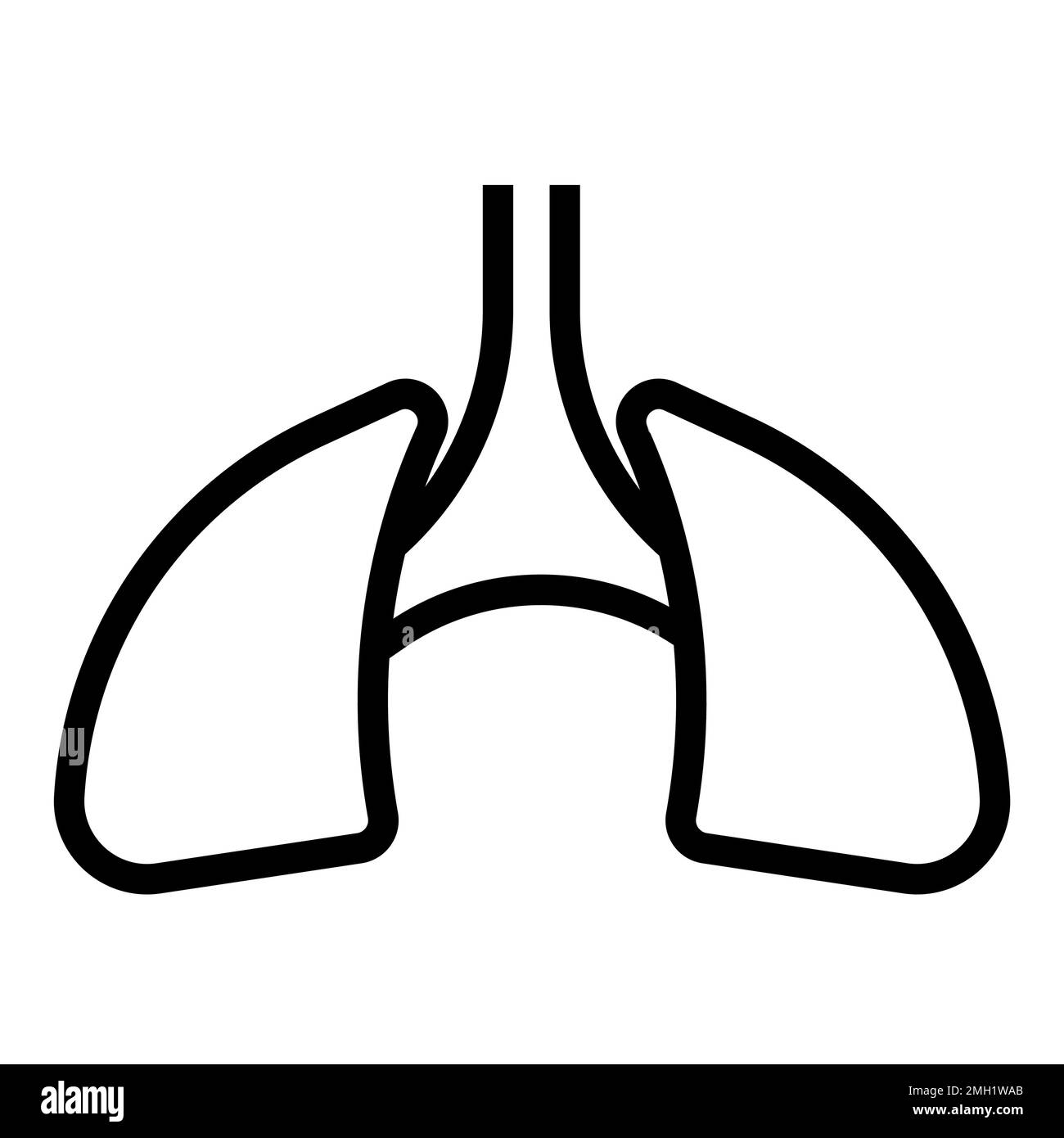 Human lungs icon line isolated on white background. Black flat thin ...