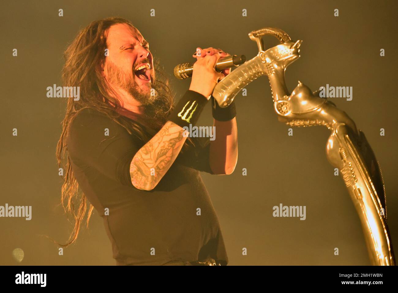 Jonathan Davis of Korn performs at BMO Harris Bank Center on Thursday ...