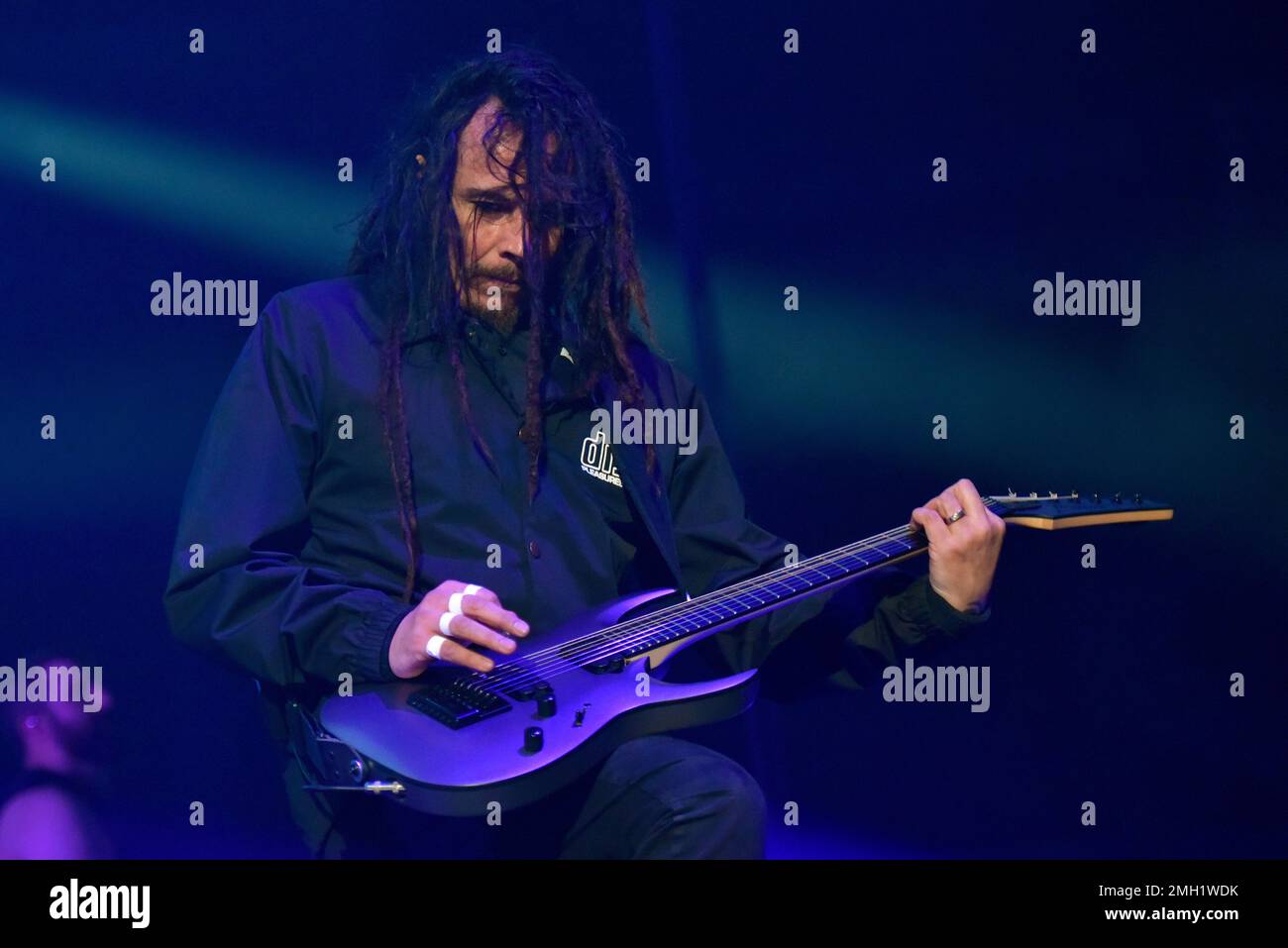 James "Munky" Shaffer of Korn performs at BMO Harris Bank Center on ...