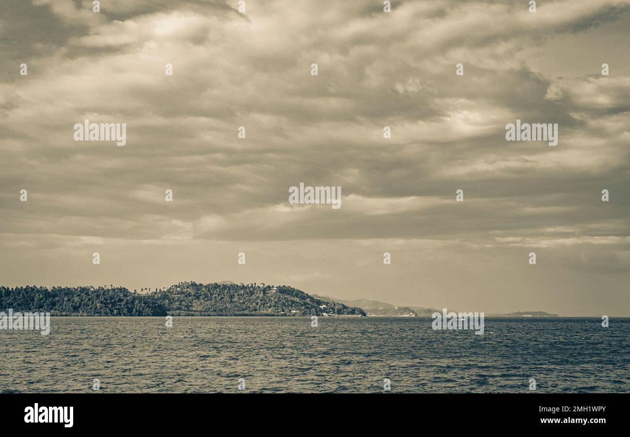 Tropical Paradise island Pulo Ru and Kawthaung landscape panorama view ...