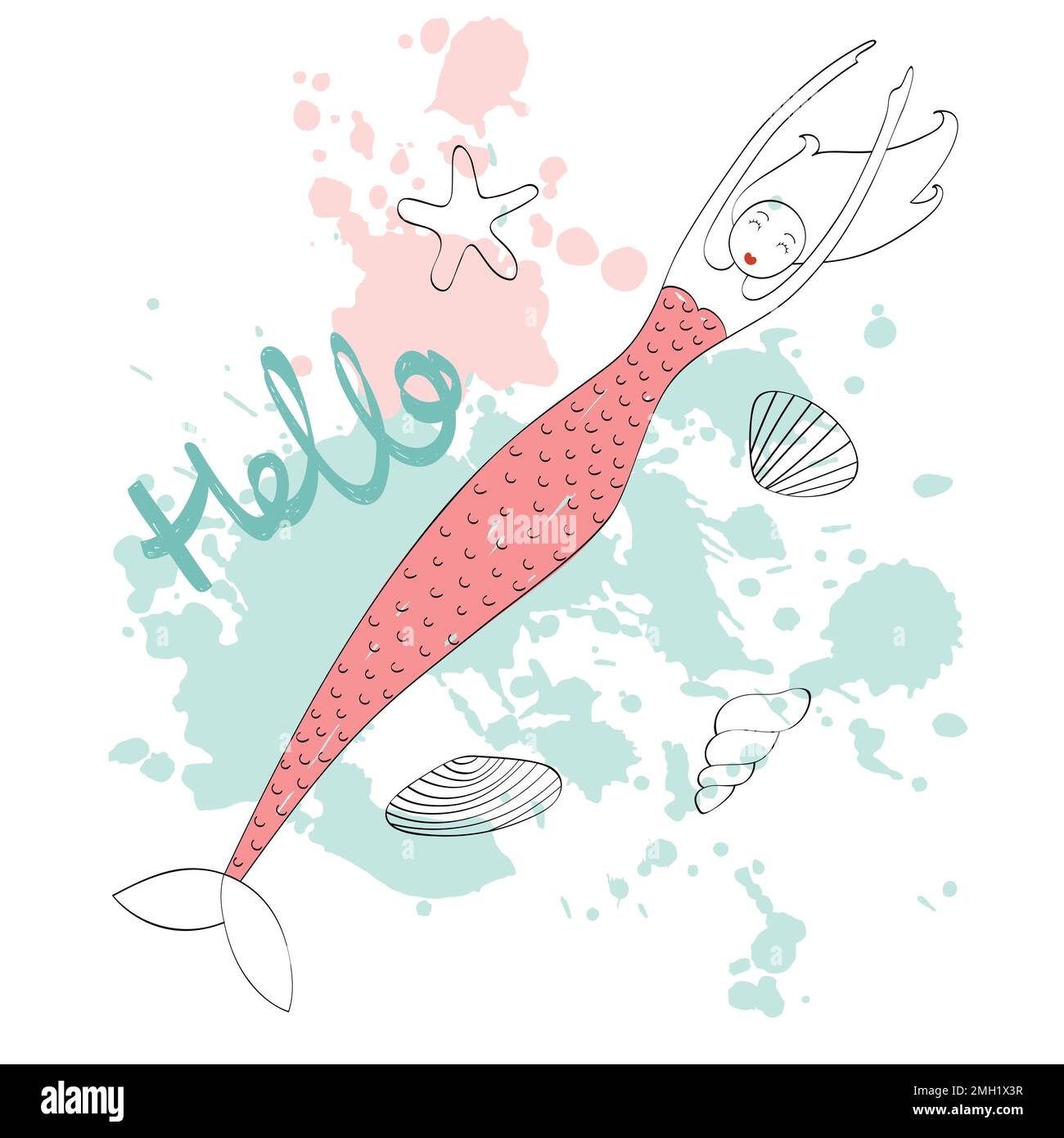Vector cute mermaid Stock Vector Image & Art - Alamy