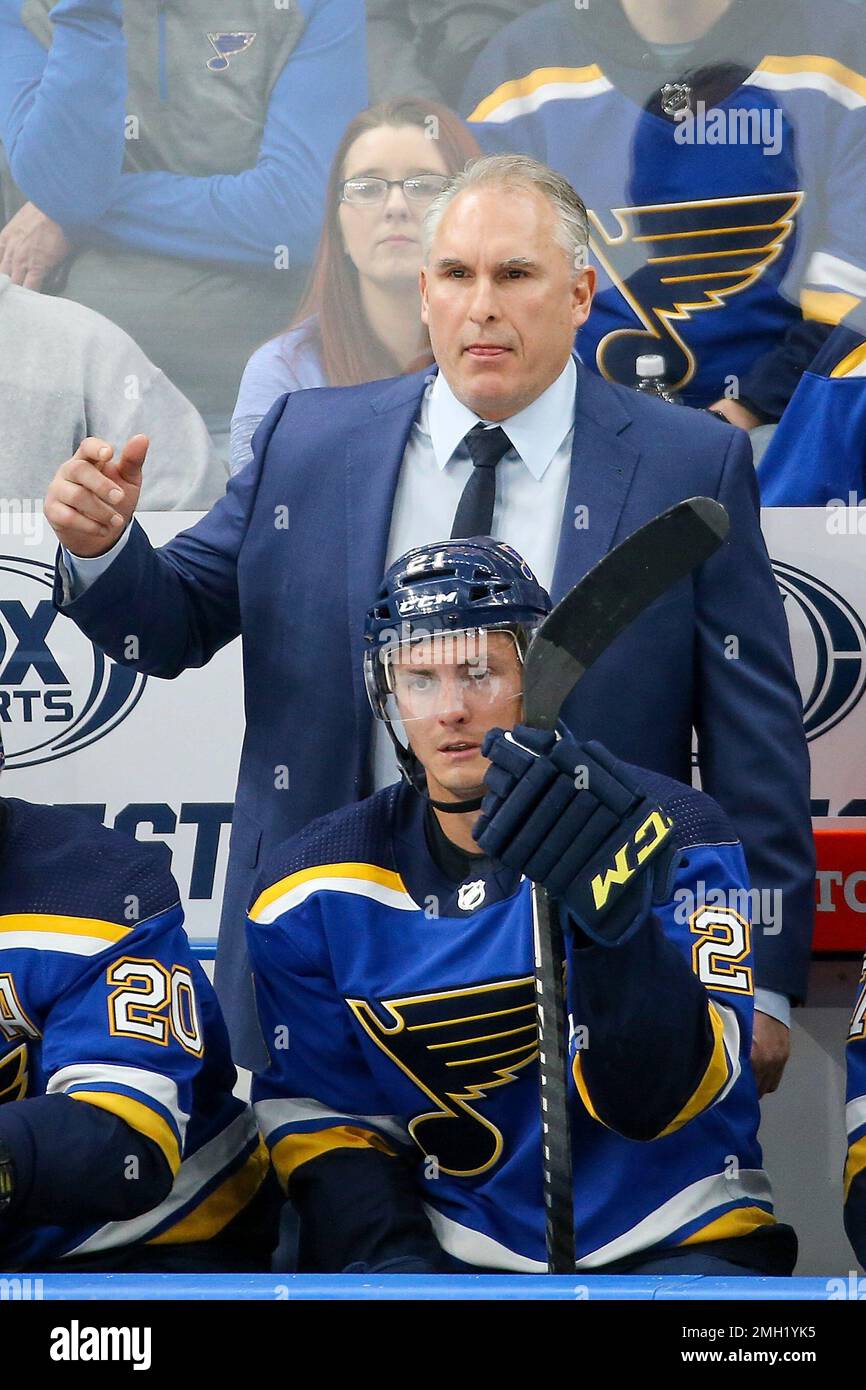 St. Louis Blues head coach Craig Berube watches the game action during ...
