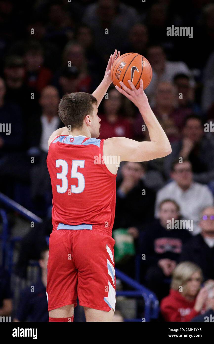 Loyola Marymount forward Ivan Alipiev shoots during the first half of ...