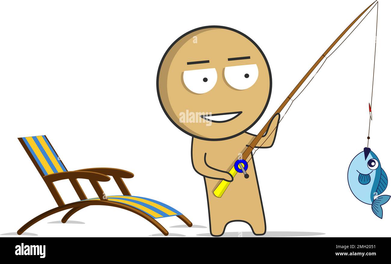 A fisherman catches a fish with a fishing rod Stock Vector Image & Art ...