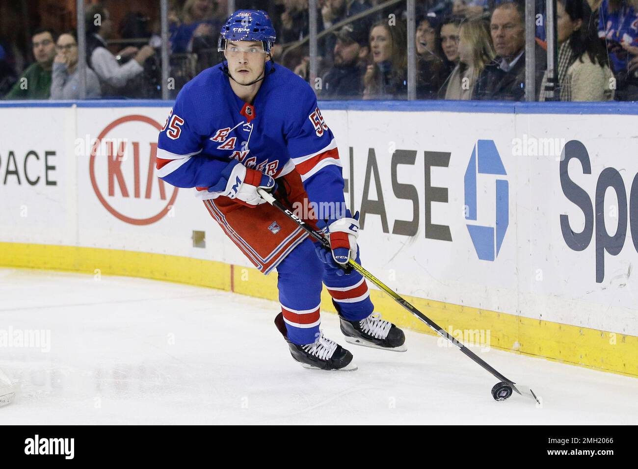 New York Rangers' Ryan Lindgren (55) during the first period of an NHL ...