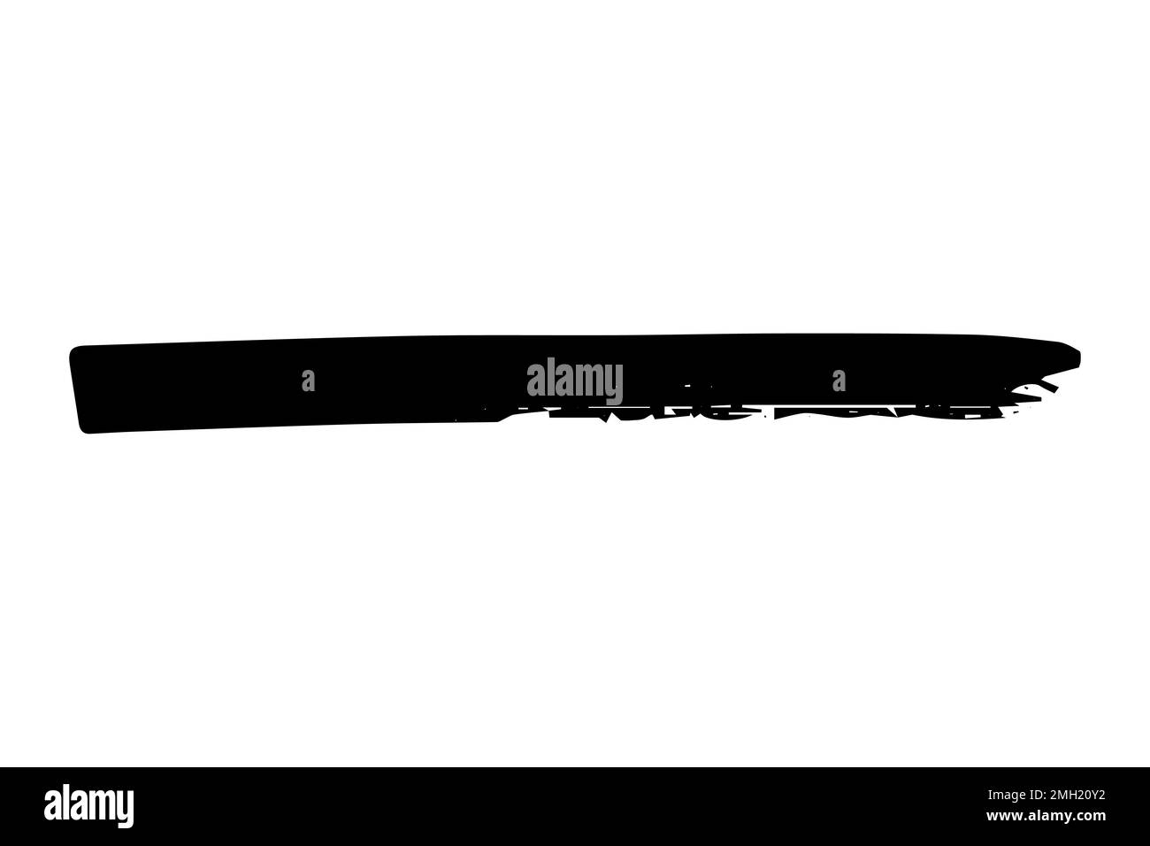 Black stain of paint brush isolated on white background. Hand-drawn ...