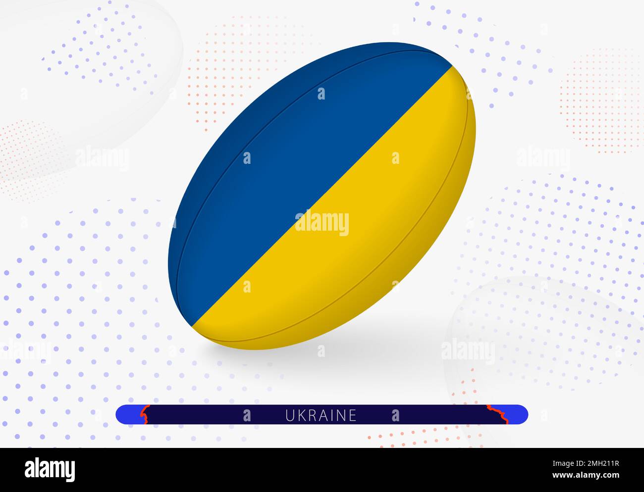 Rugby ball with the flag of Ukraine on it. Equipment for rugby team of ...