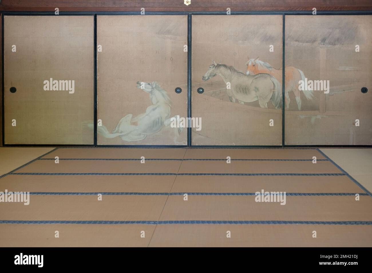 The Hakuraku fusuma screen painted by Hashimoto Kansetsu, Kenninji ...