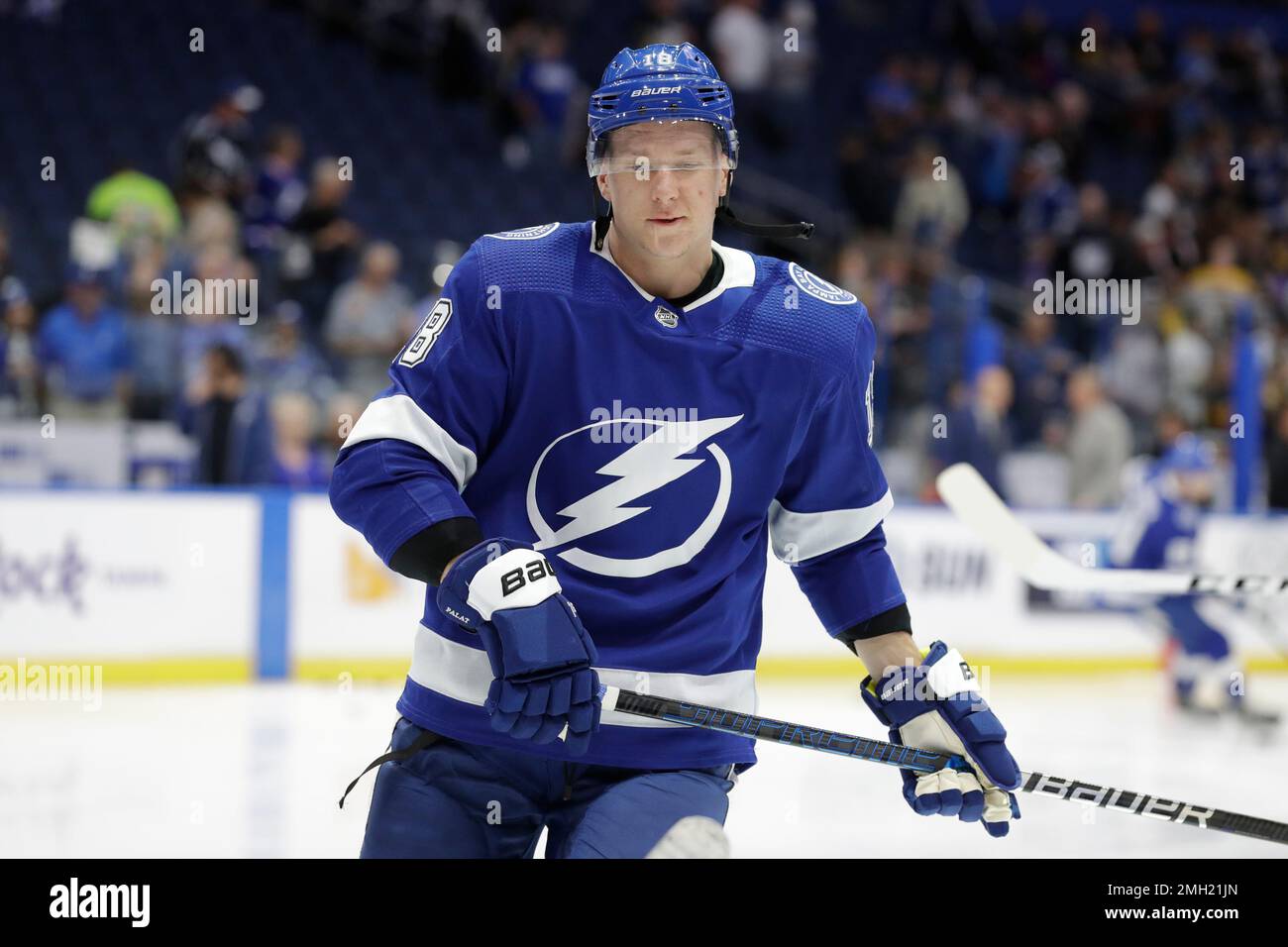 Tampa Bay Lightning left wing Ondrej Palat (18) before an NHL hockey ...