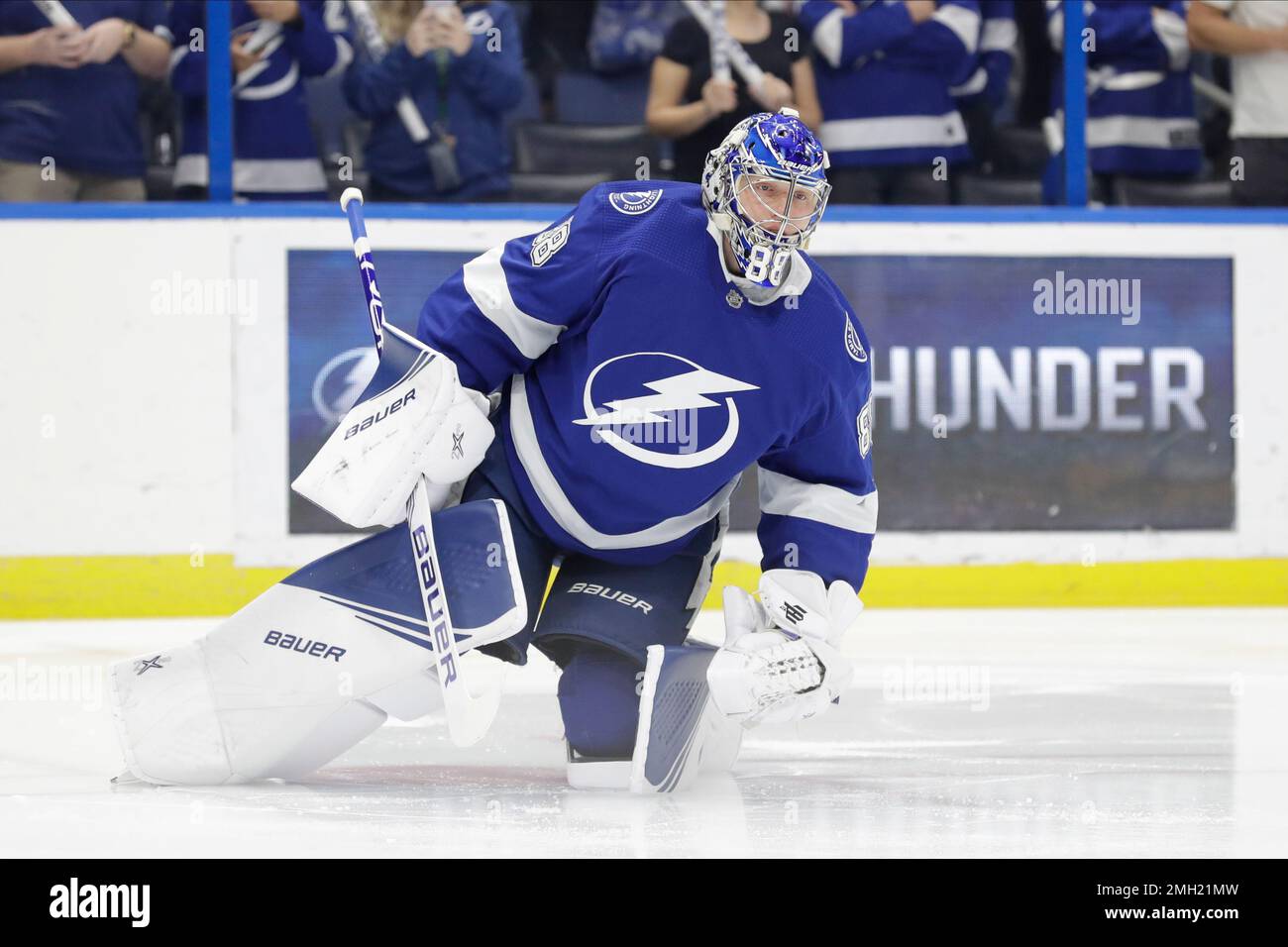 Tampa Bay Lightning goaltender Andrei Vasilevskiy (88) before an NHL ...