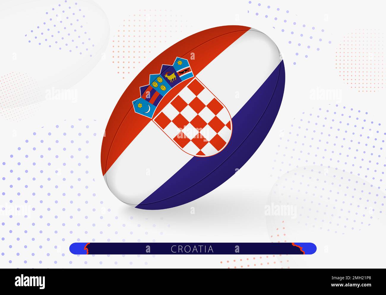 Rugby ball with the flag of Croatia on it. Equipment for rugby team of ...