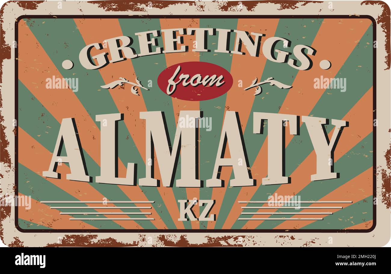 Almaty post card sign. Greetings for t-shirt, mug, card, logo, tag ...