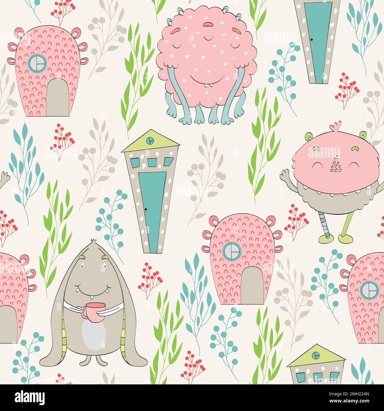 Cute Cartoon Monsters Stock Vector Image & Art - Alamy