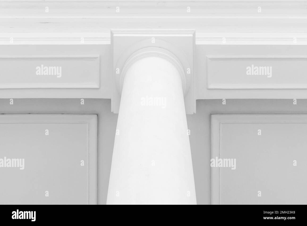 White classic portico with a pillar. Abstract exterior fragment ...