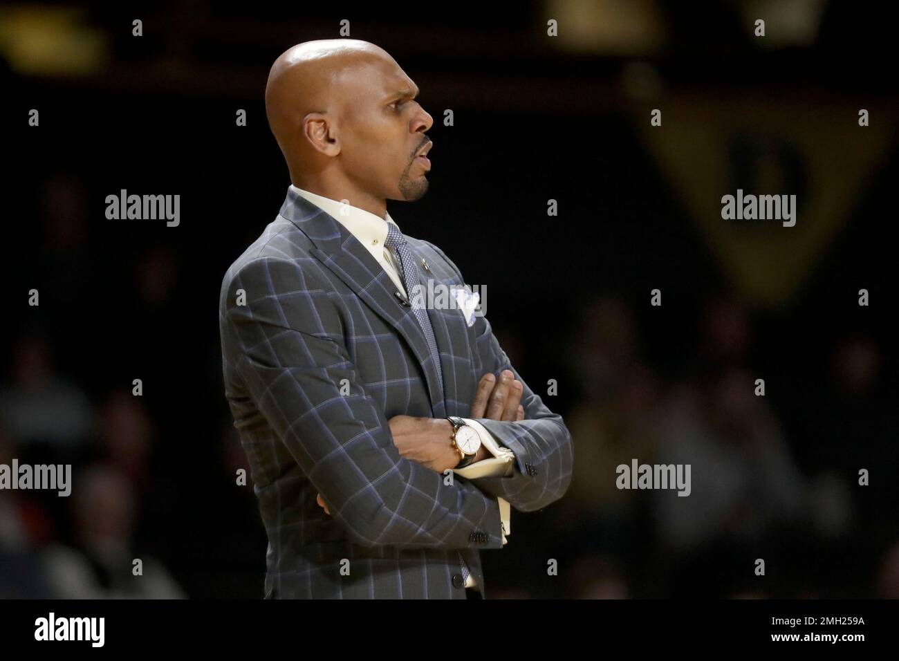 Vanderbilt coach Jerry Stackhouse watches during the first half of the ...