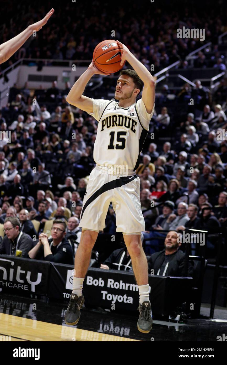 Purdue guard Tommy Luce (15) shoots against Iowa during the second half ...