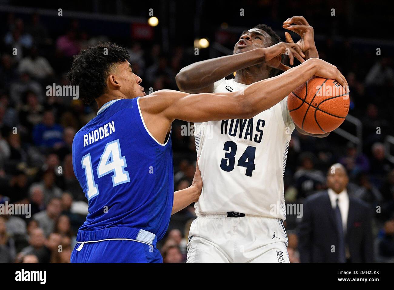Seton Hall guard Jared Rhoden (14) grabs the ball from Georgetown ...