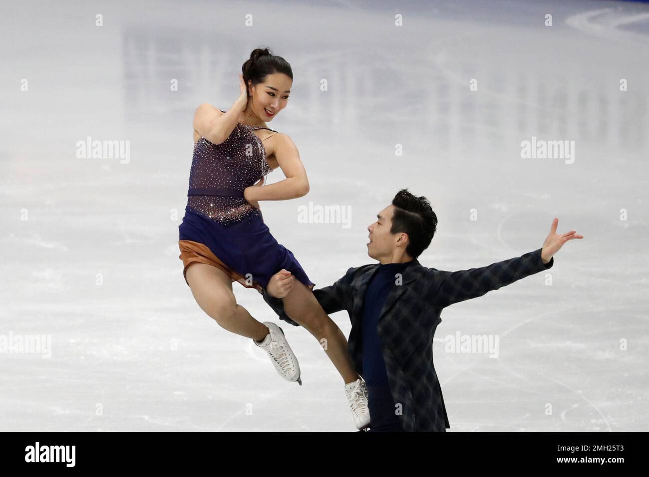 China's Chen Hong and Sun Zhuoming perform during the Ice Dance Rhythm Dance competition in the ...