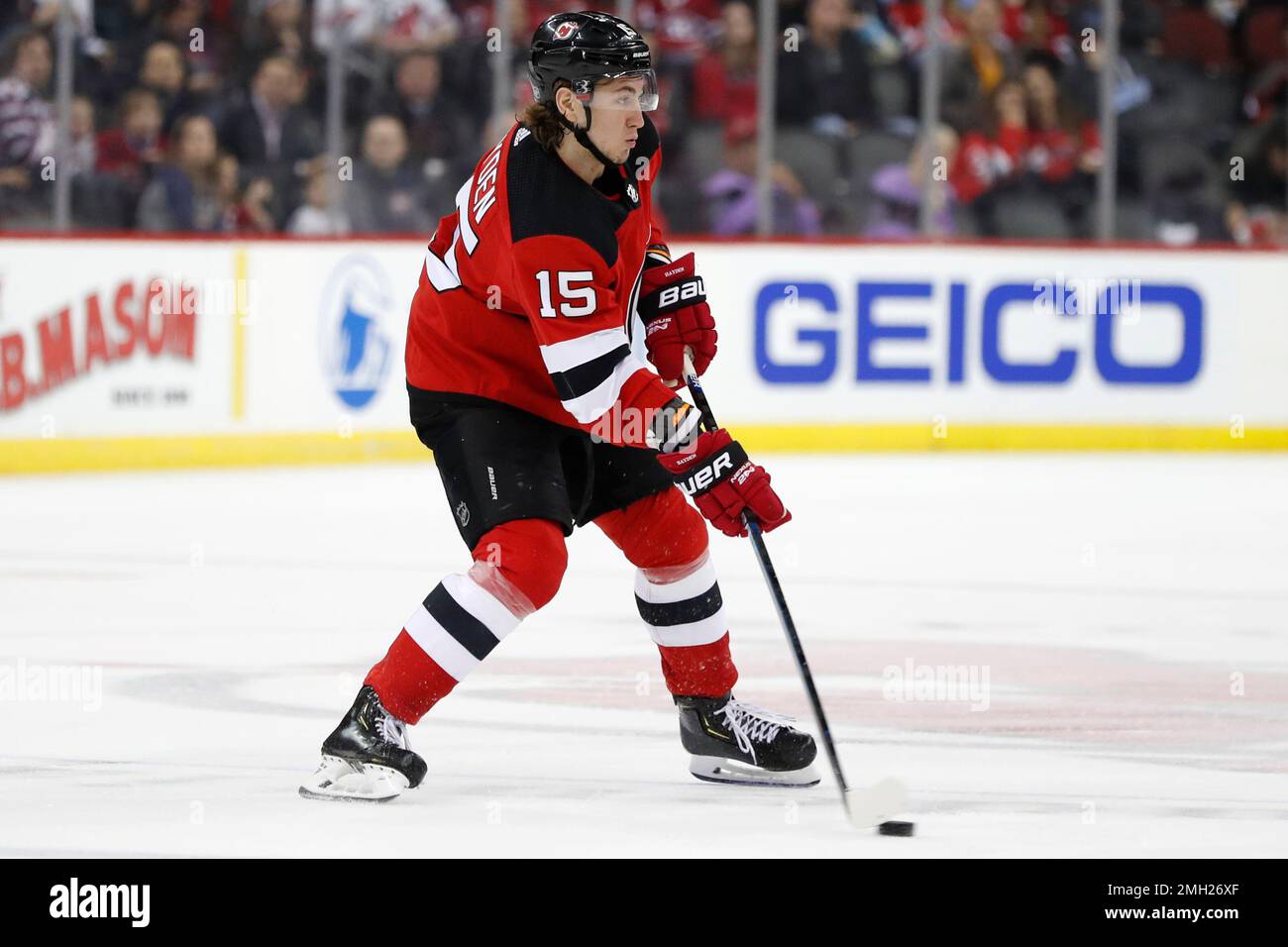 New Jersey Devils center John Hayden (15) looks to pass during the ...
