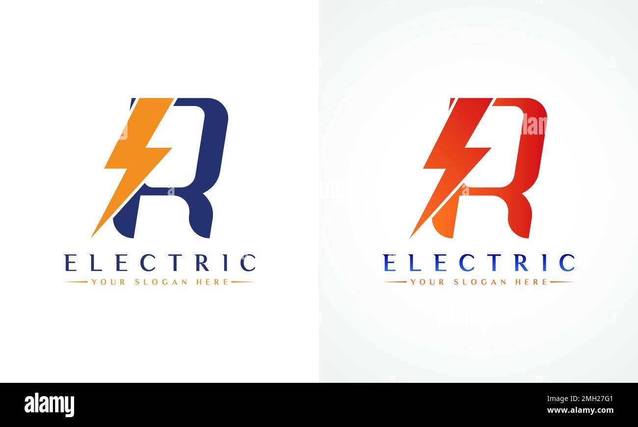 R Letter Logo With Lightning Thunder Bolt Vector Design. Electric Bolt ...
