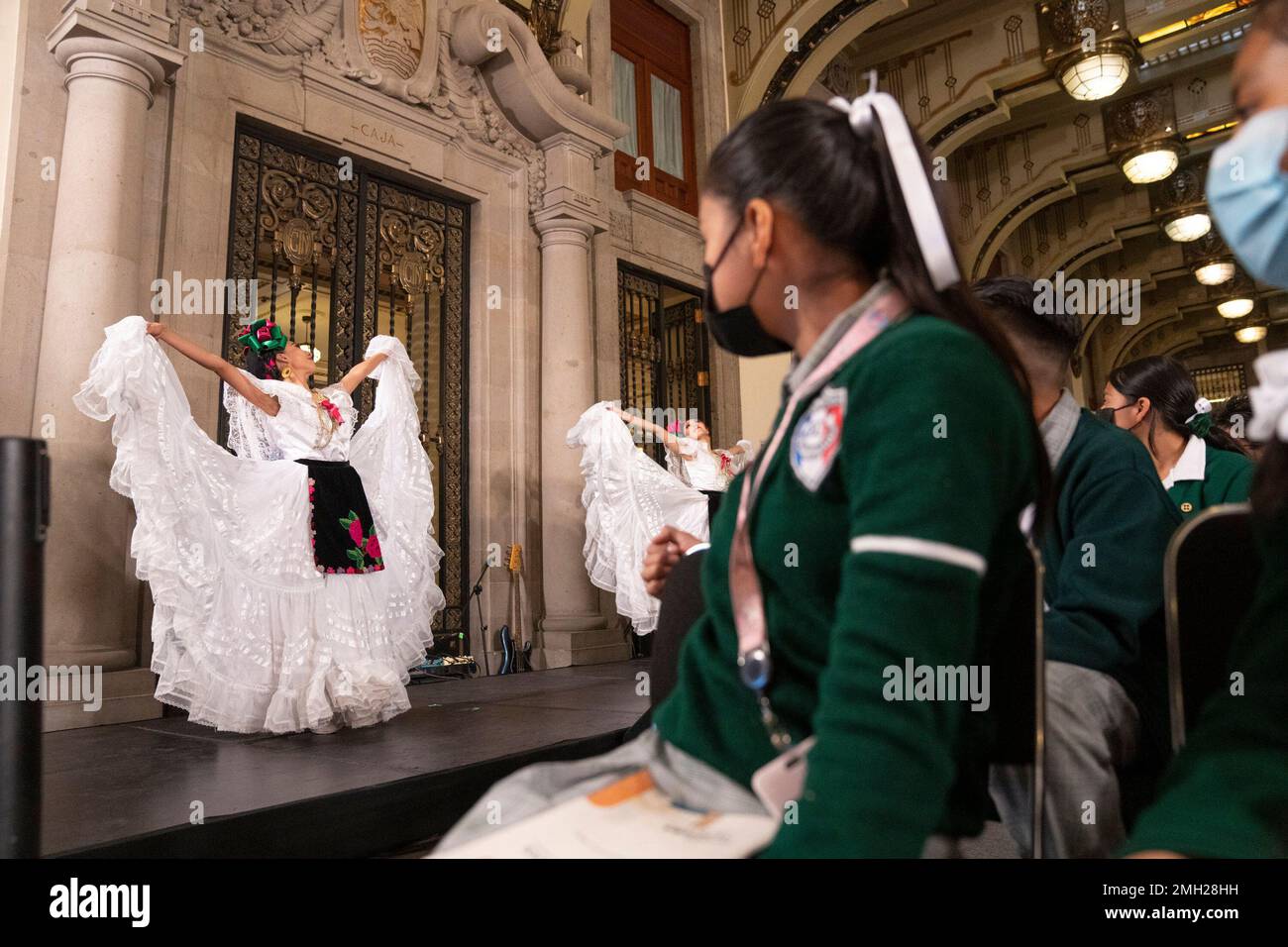 Traditional dancers perform while First Lady Jill Biden and Mexico’s ...