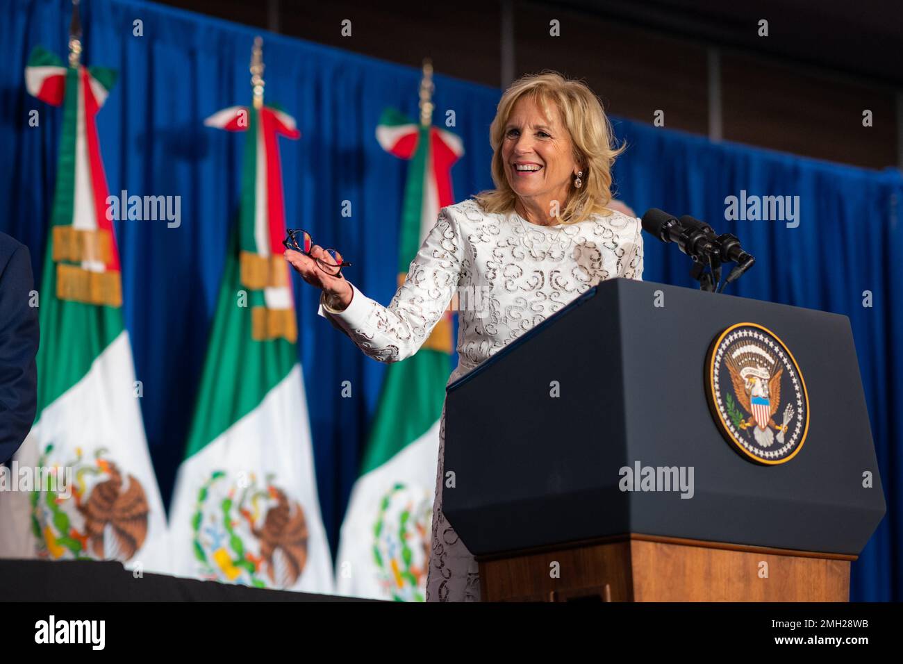 First Lady Jill Biden delivers remarks at an embassy meet and greet ...