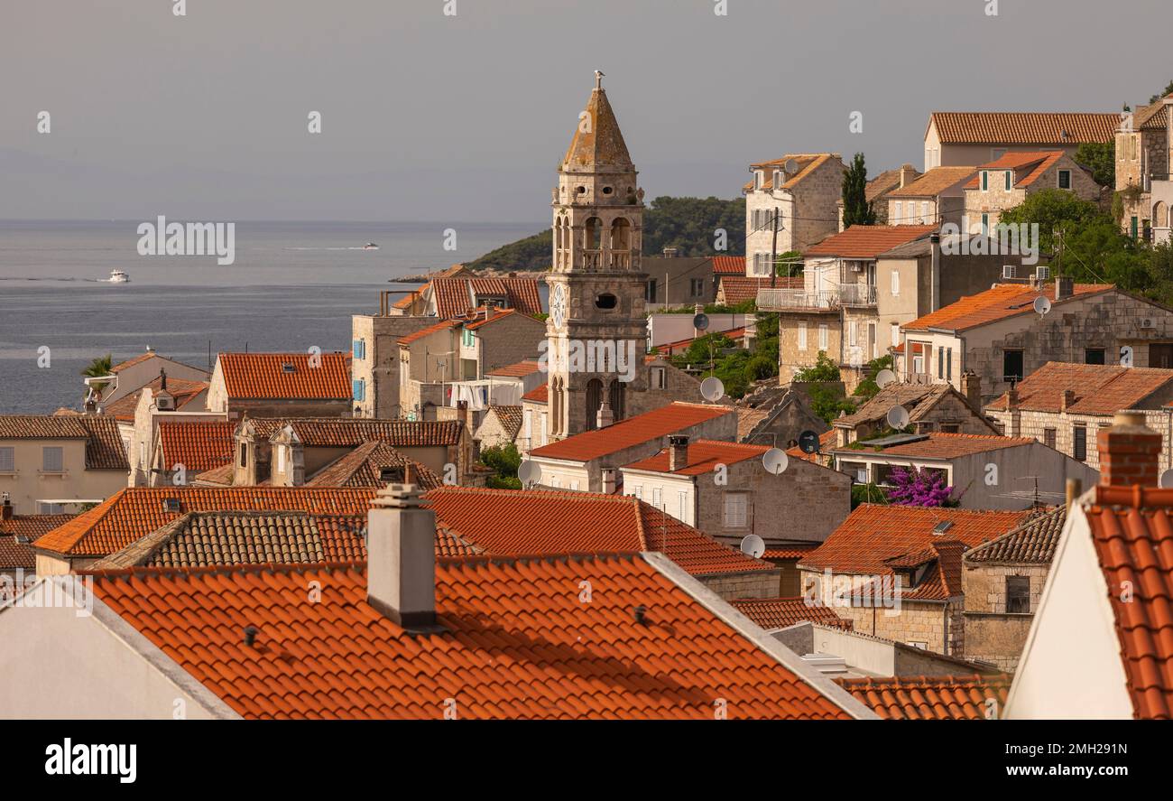 KUT, VIS, CROATIA, EUROPE - Bell tower, Church of St. Cyprian and ...