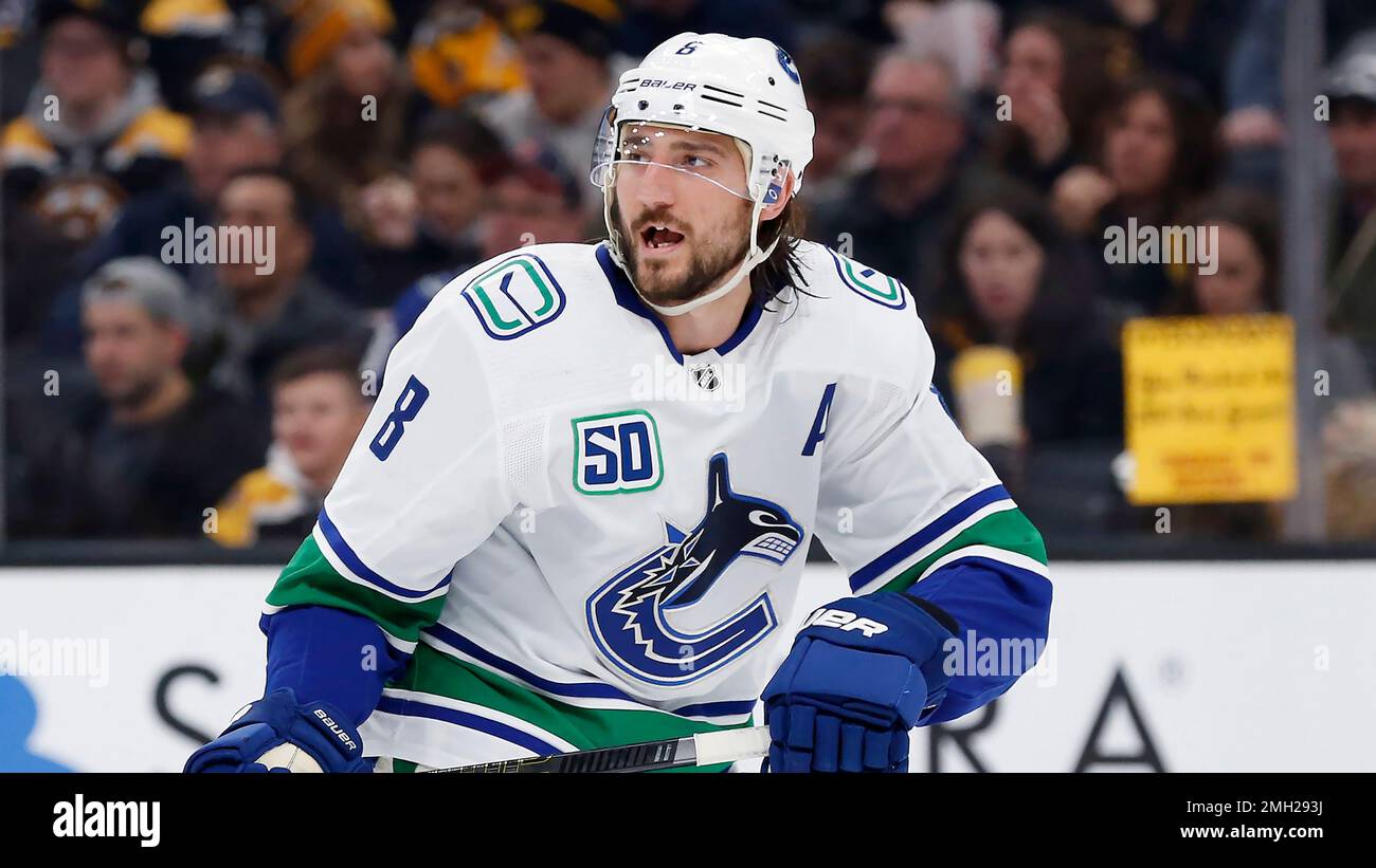 Vancouver Canucks' Christopher Tanev plays against the Boston Bruins ...