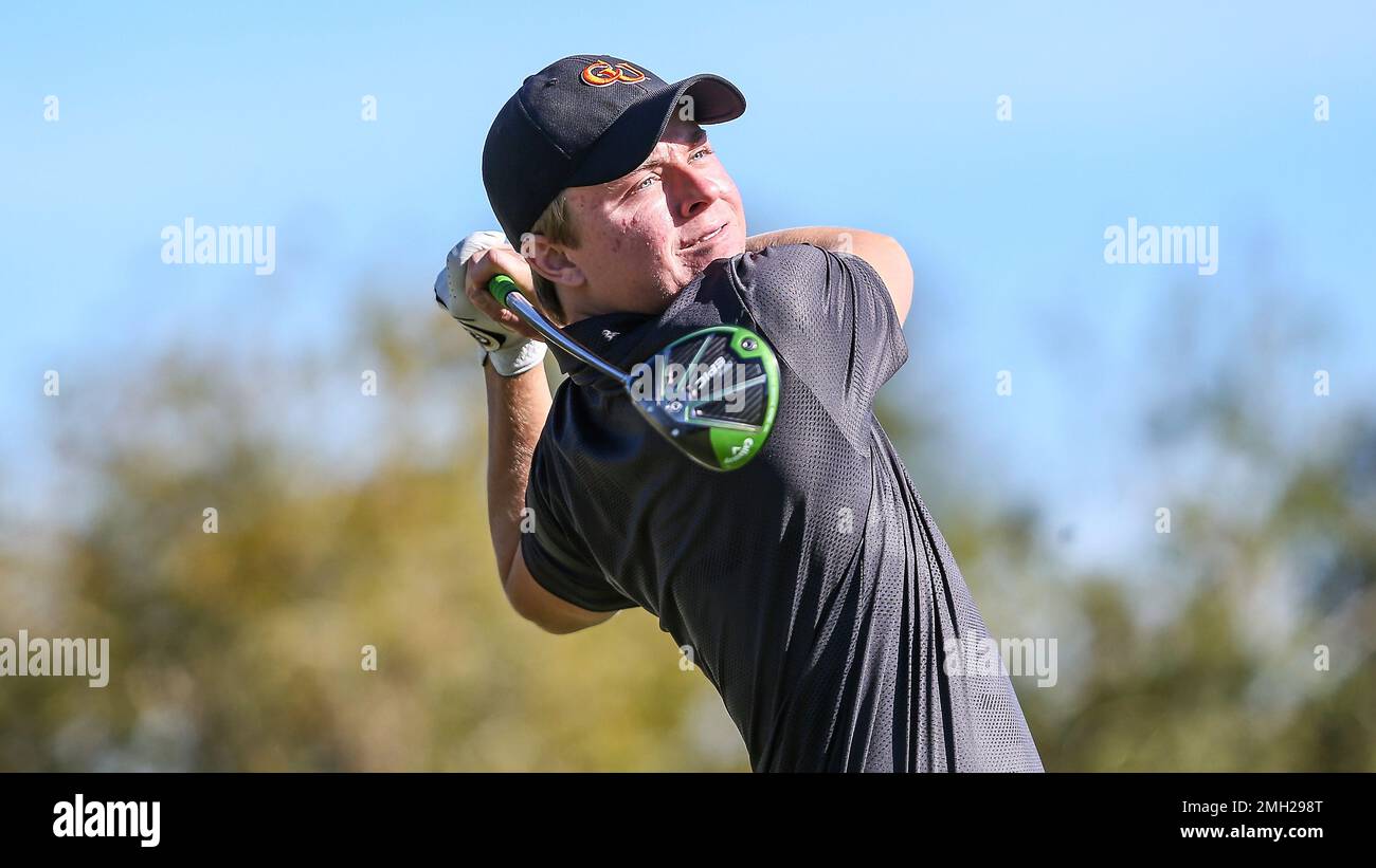 Campbell golfer Henrik Lilja tees off on the first hole during the ...