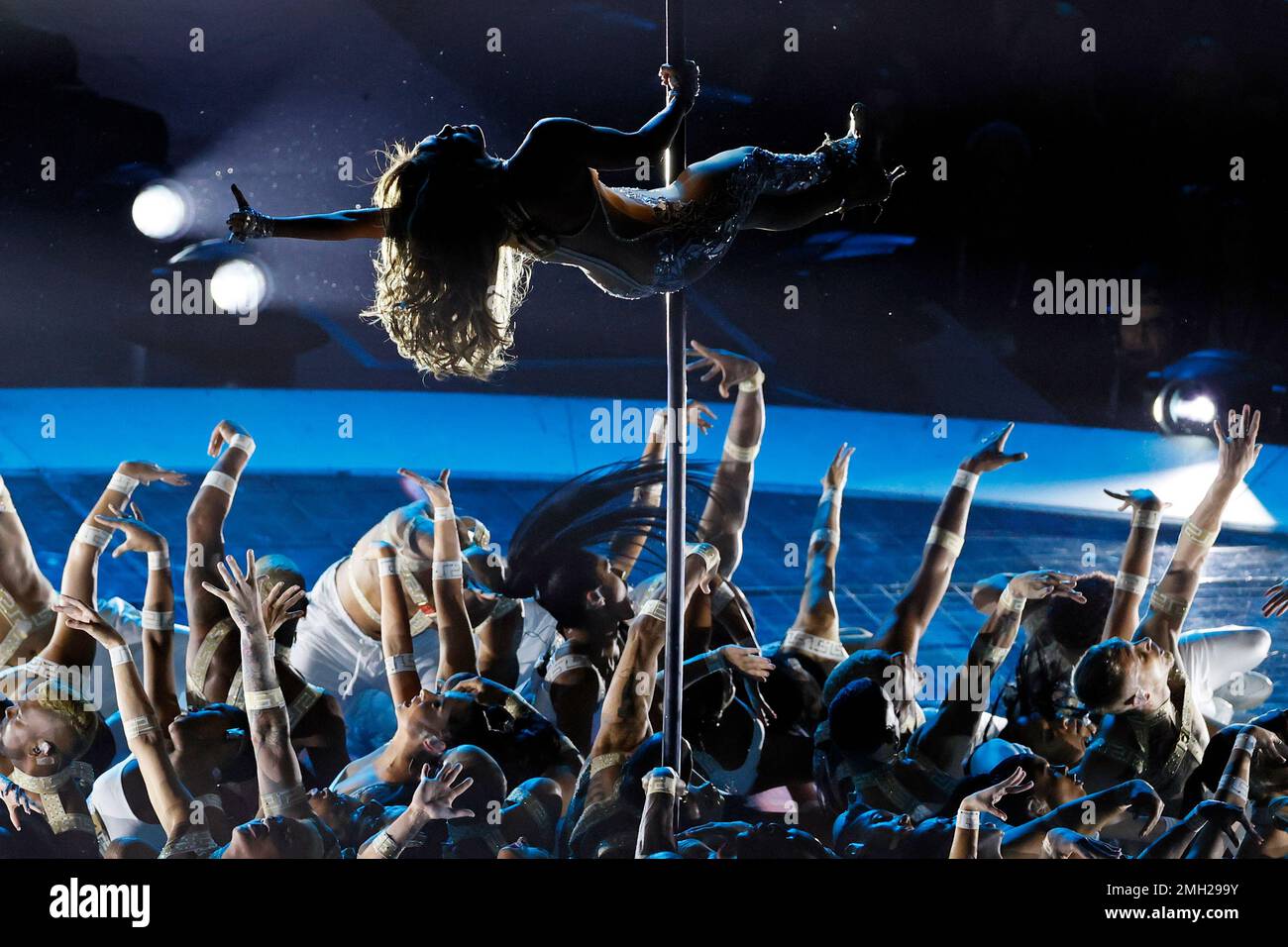 Jennifer Lopez performs during the halftime show at the NFL Super Bowl ...