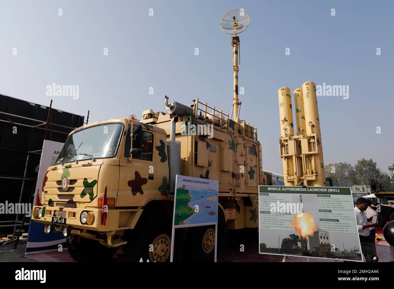 A Mobile Autonomous Launcher displayed at the biennial Defense Expo in ...