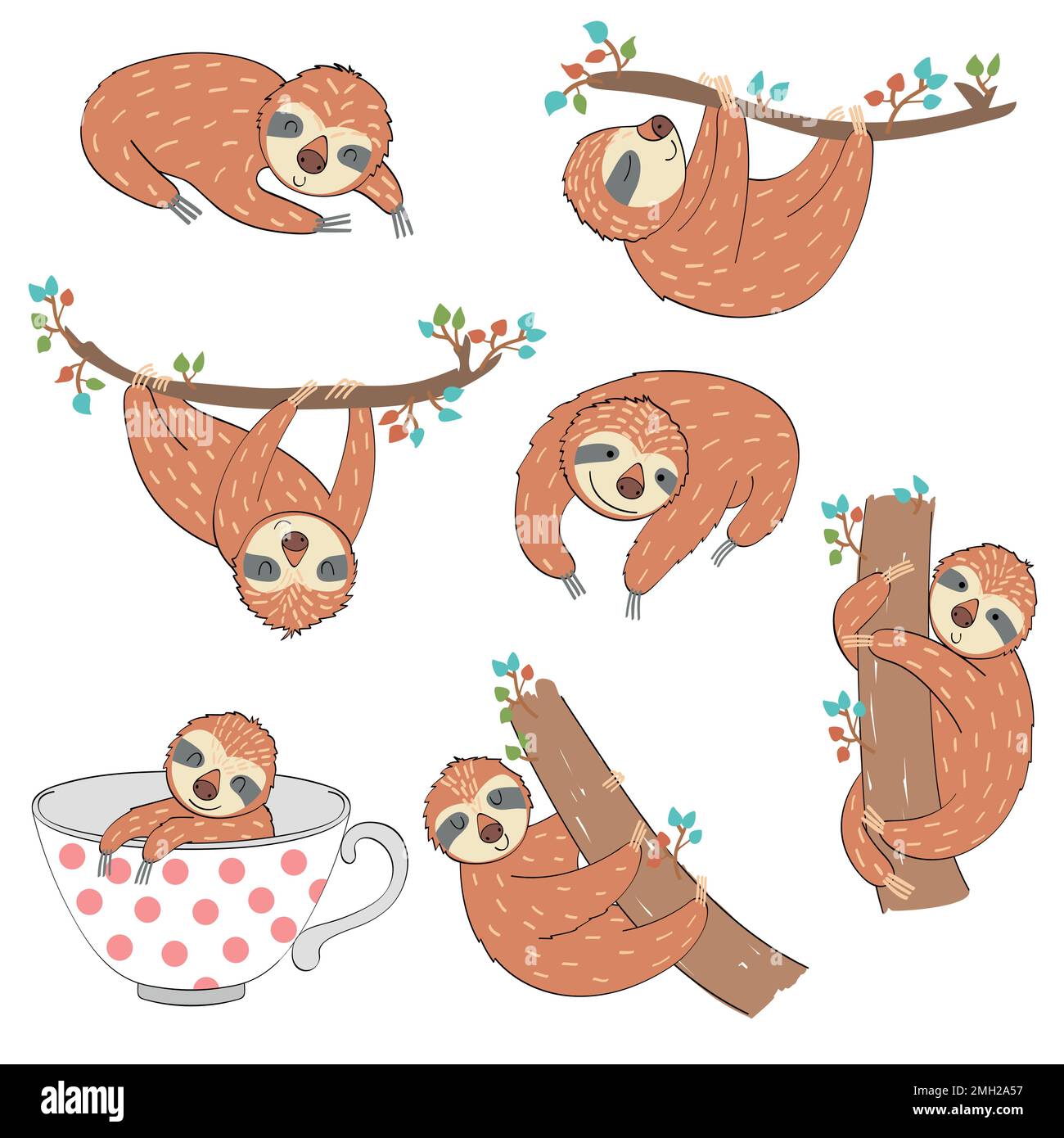 Cartoon Vector sloth Stock Vector Image & Art - Alamy