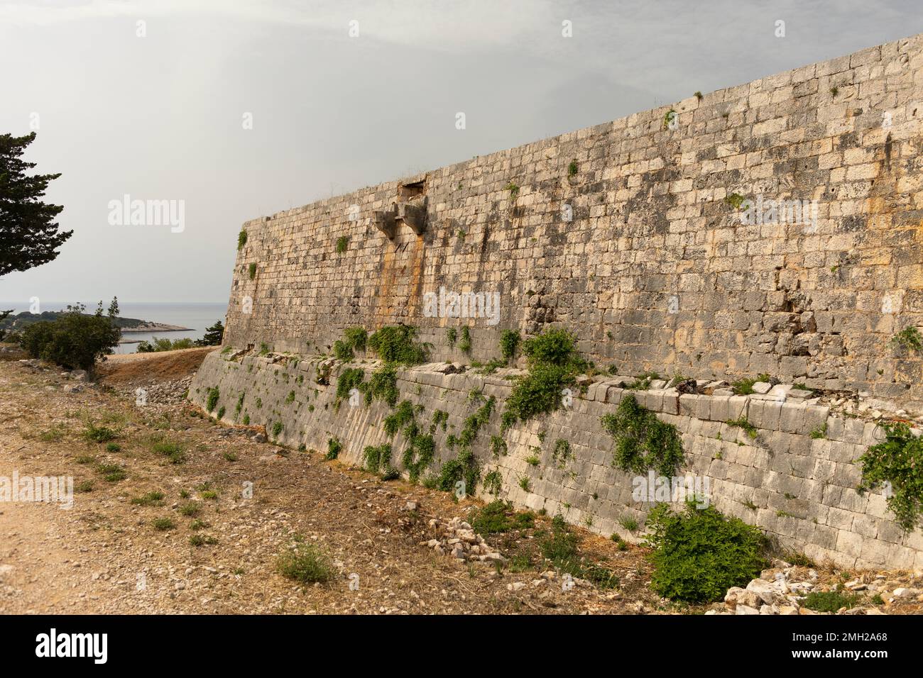 FORT GEORGE, VIS, CROATIA, EUROPE - Exterior wall of fortress built ...